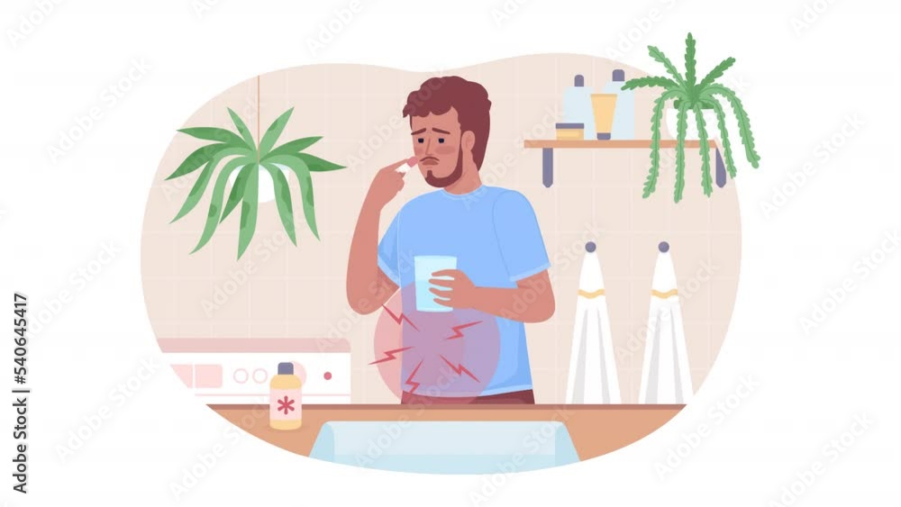 Animated isolated stomachache relief. Gastroenteritis treatment. Looped ...