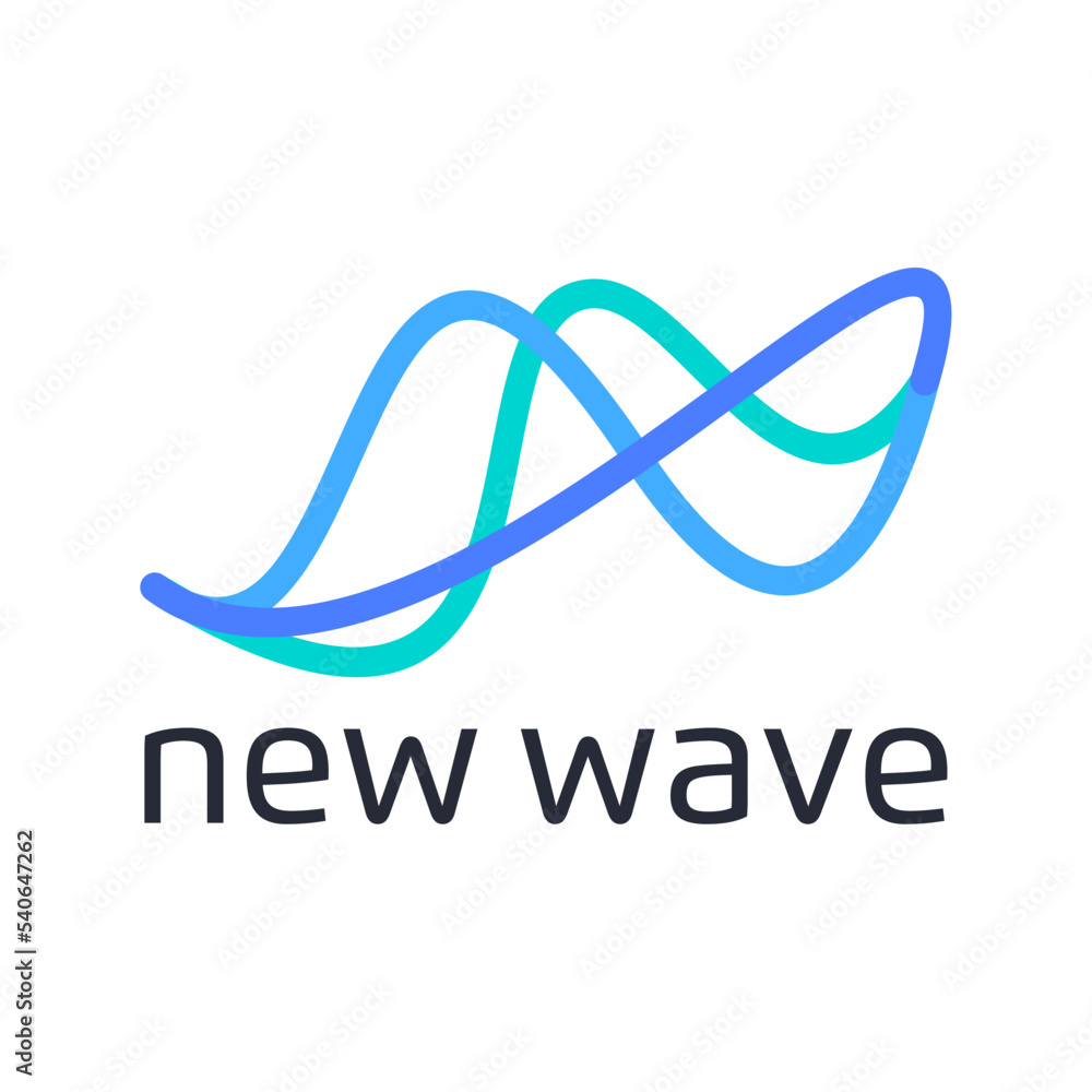 new wave technology logo design Stock Vector | Adobe Stock