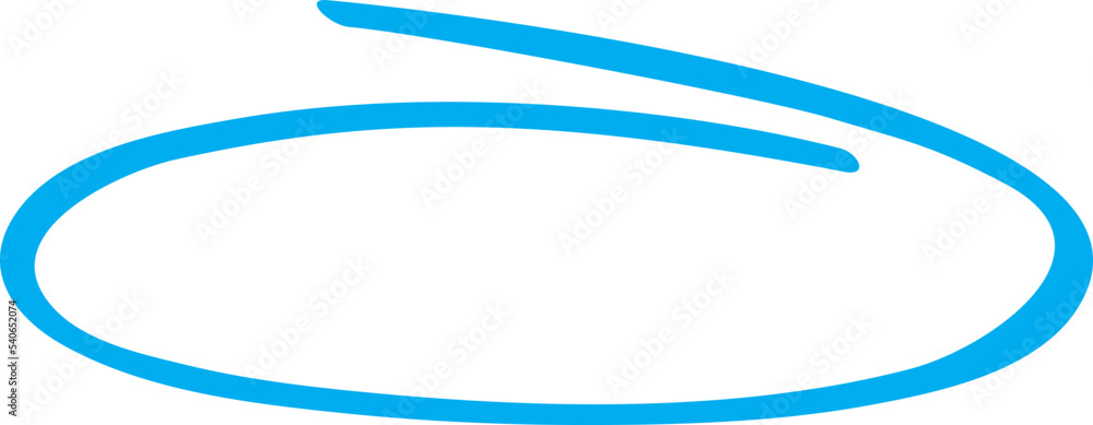 Blue circle, pen draw. Highlight hand drawing circle isolated on ...