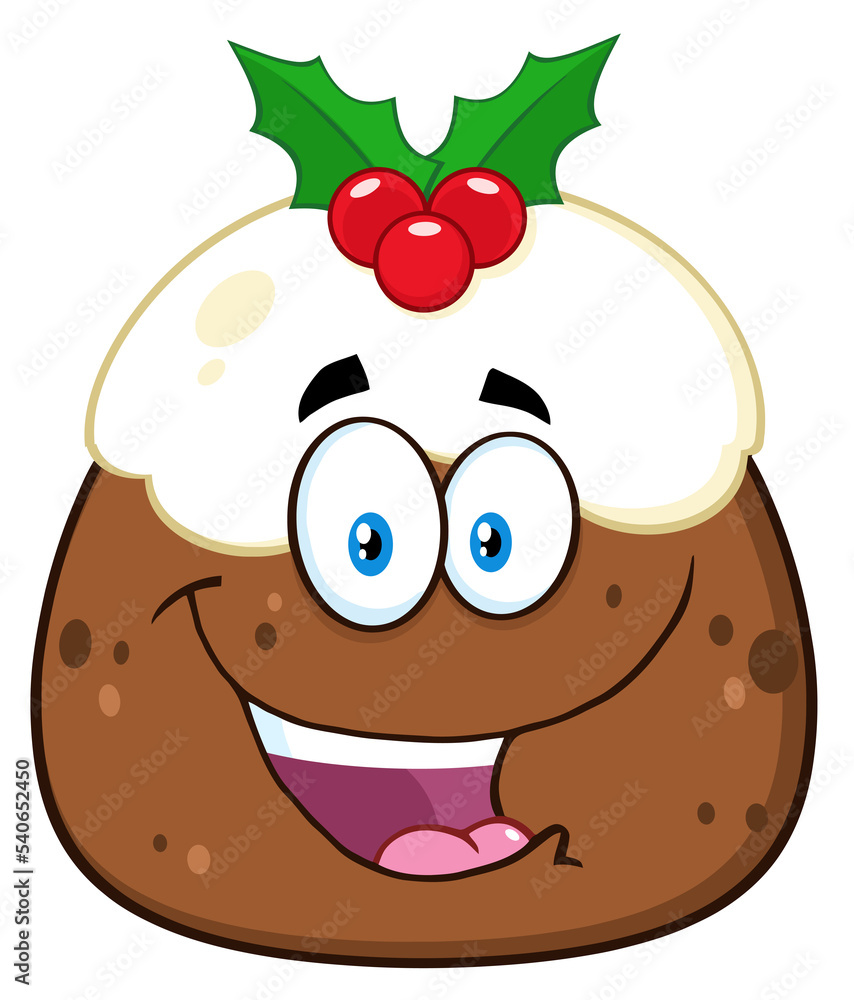Happy Christmas Pudding Cartoon Character. Hand Drawn Illustration ...