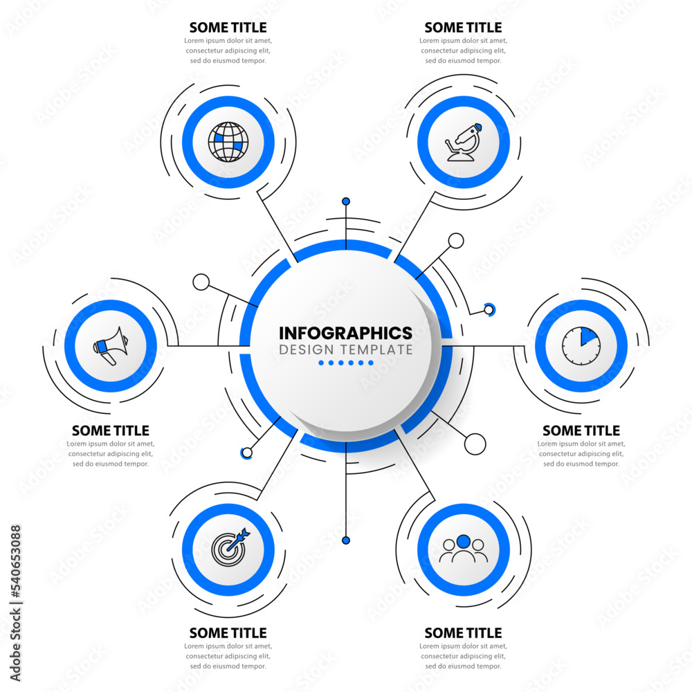 Infographic template. Technology concept. Circle with 6 steps vector de ...