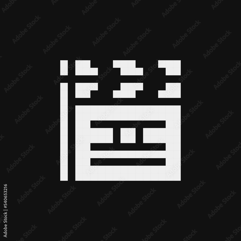Clapper Board, emoji. Video icon cinema sign. Pixel art flat icon ...