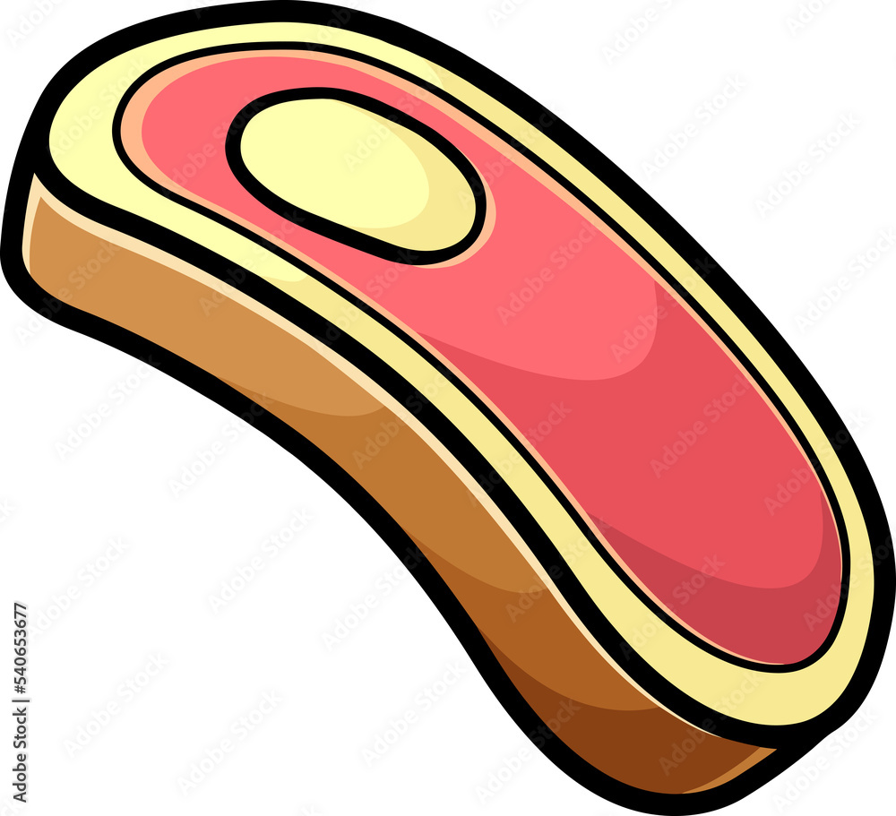 Cartoon Fresh Raw Steak. Hand Drawn Illustration Isolated On ...