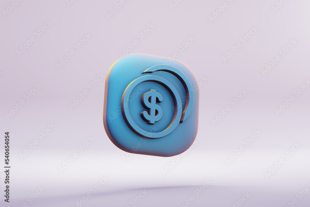 Beautiful illustration blue Coins symbol icons on a bright pink ...
