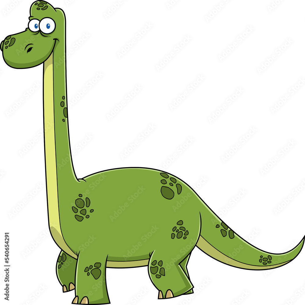 Brontosaurus Dinosaur Cartoon Character. Hand Drawn Illustration ...