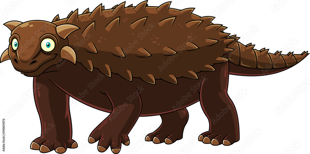 Ankylosaurus Dinosaur Cartoon Character. Hand Drawn Illustration ...