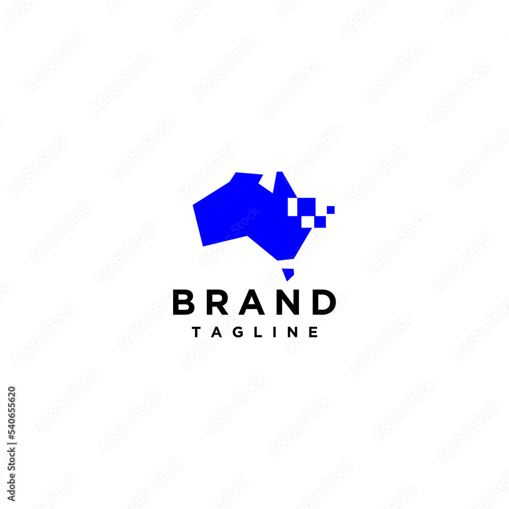 Map of Australia with Digital Accent Logo Design. Pixel Dots Digital ...