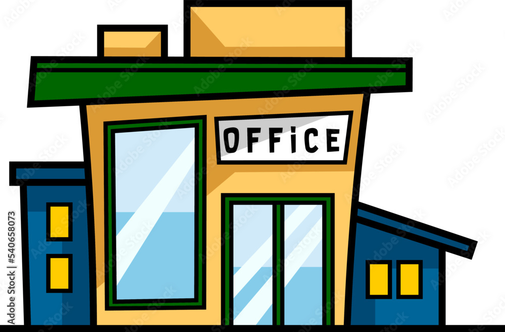 Cartoon Office Building. Vector Hand Drawn Illustration Isolated On ...