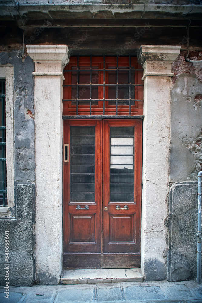 Venice Italian retro wood style front door with glass, the main ...