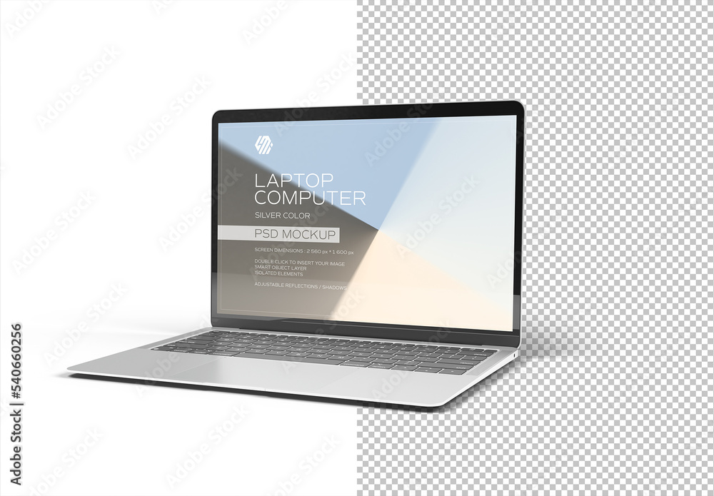 Laptop Computer Mockup Isolated On White Stock Template | Adobe Stock