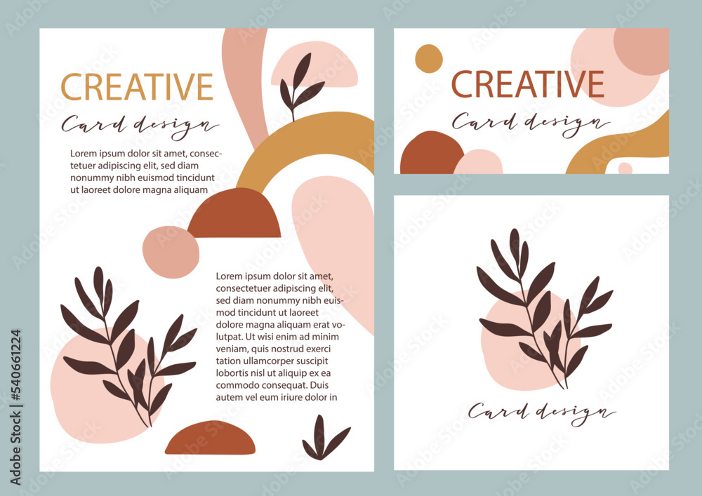 Contemporary creative backgrounds with abstract shapes and leaves ...