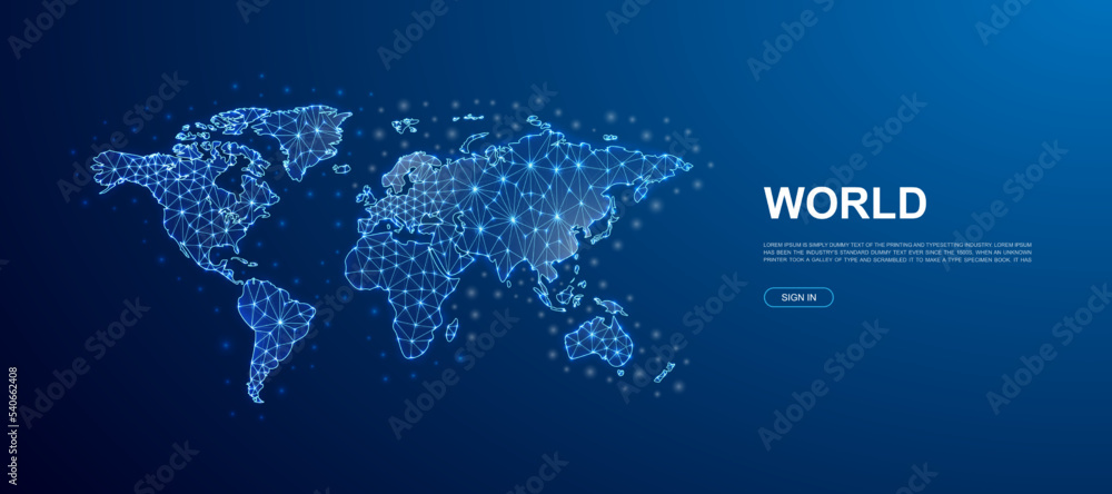 Poster World Map 3d polygonal symbol for website template – Wall Art ...