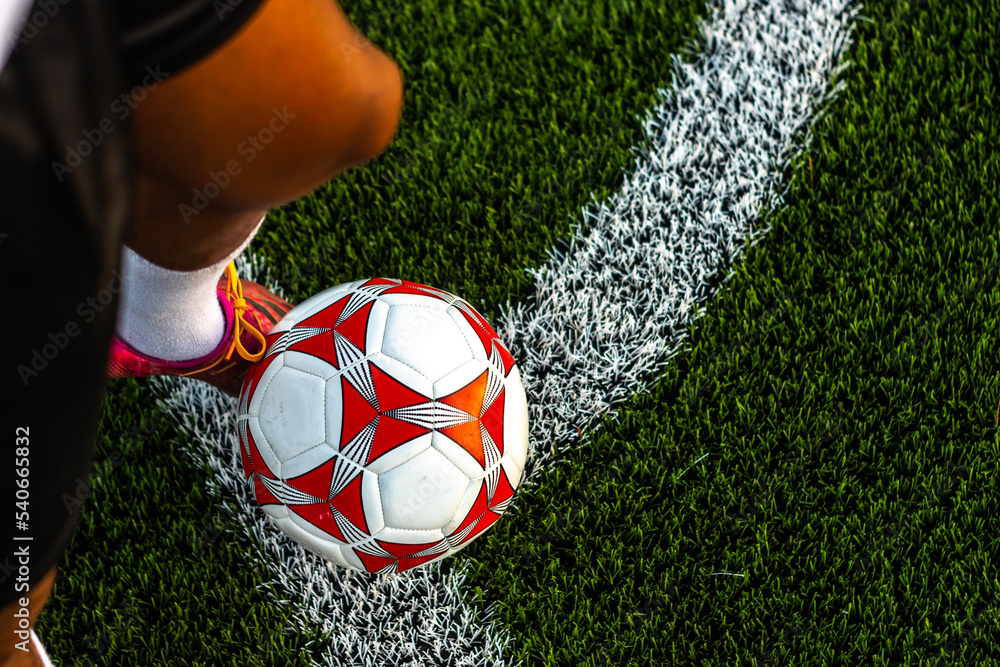 Soccer football sport background. soccer ball and soccer player with a ...