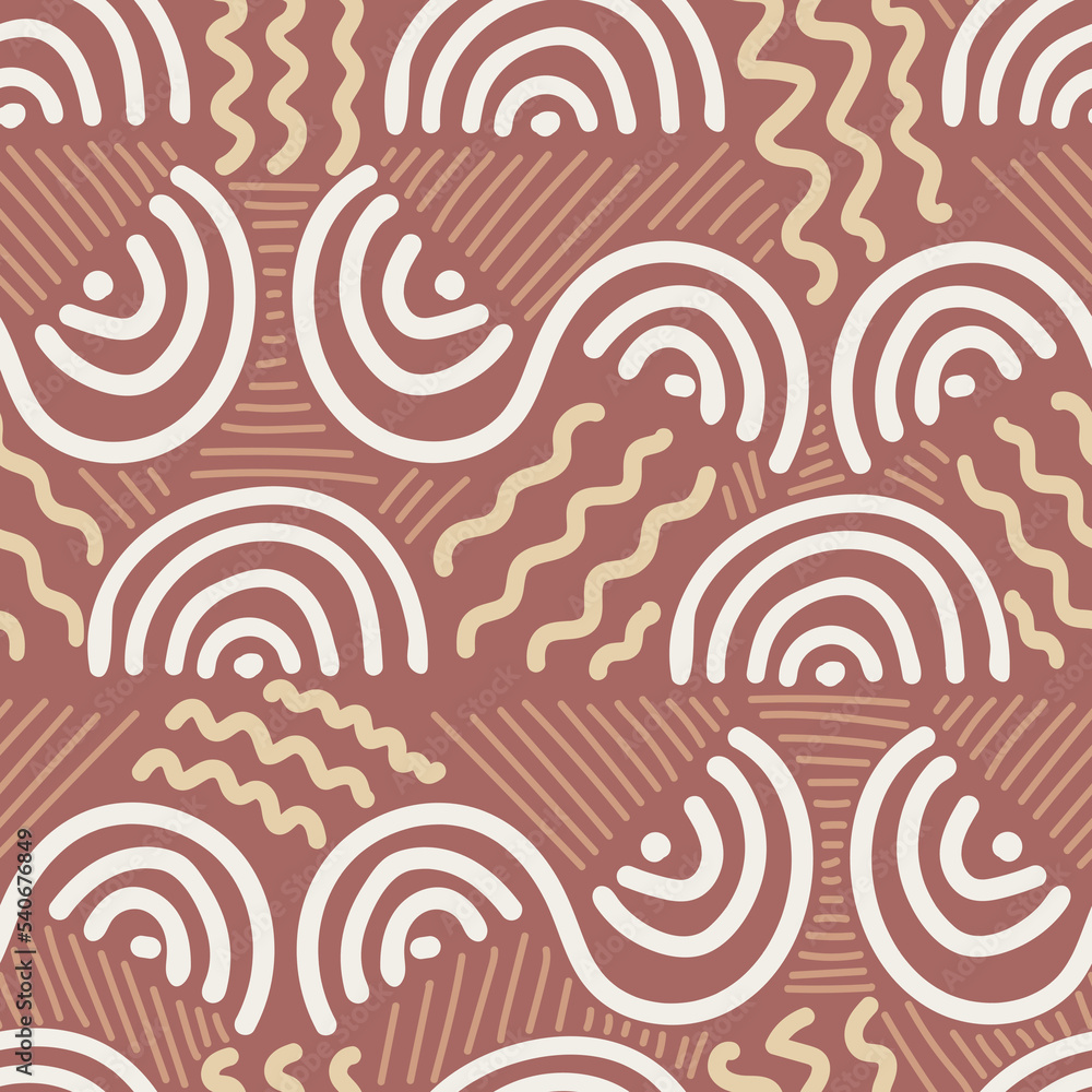 Aesthetic contemporary printable seamless pattern with abstract shapes ...