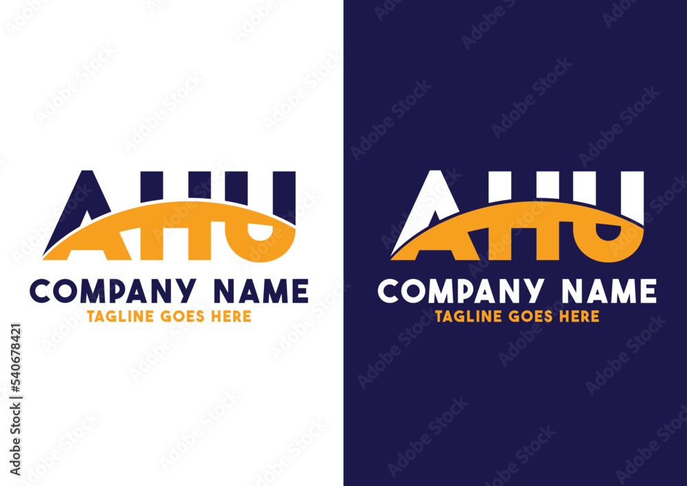 Letter AHU logo design vector template, AHU logo Stock Vector | Adobe Stock