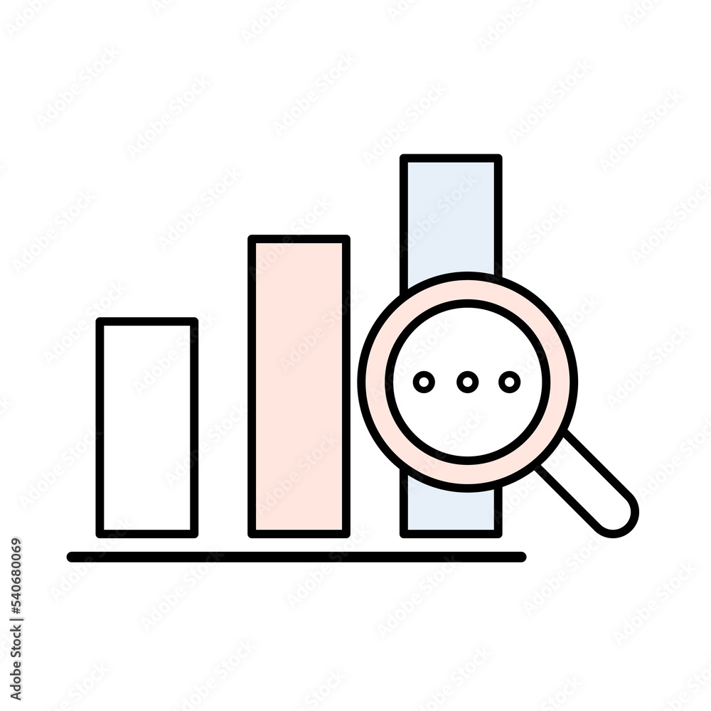 Statistical charts with magnifying glass line icon. Diagram, statistics ...