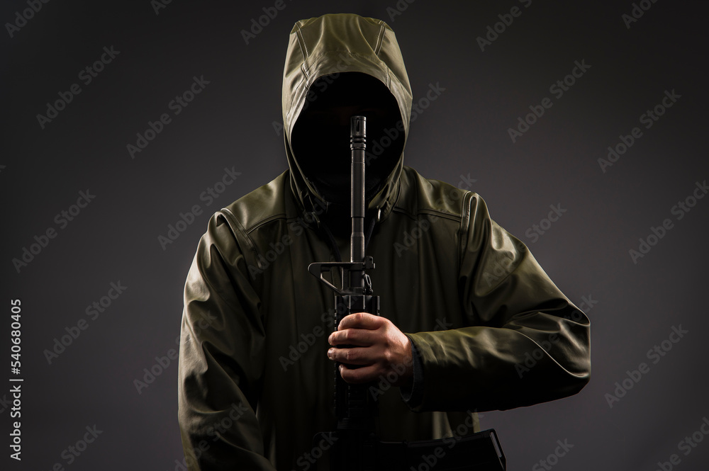 White man with machine gun ar-15. Stock Photo | Adobe Stock