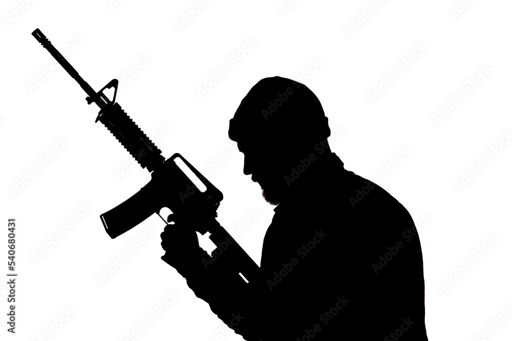 White man with machine gun ar-15. Stock Photo | Adobe Stock