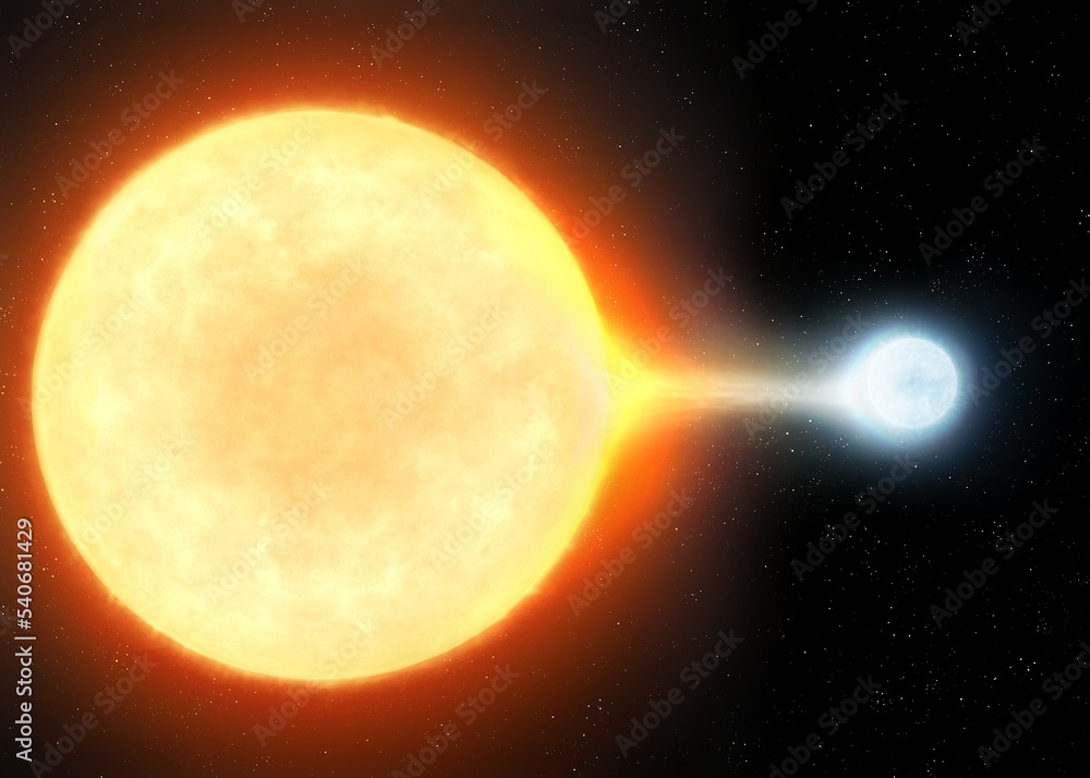 A star with powerful gravity absorbs the matter of another star. Double ...