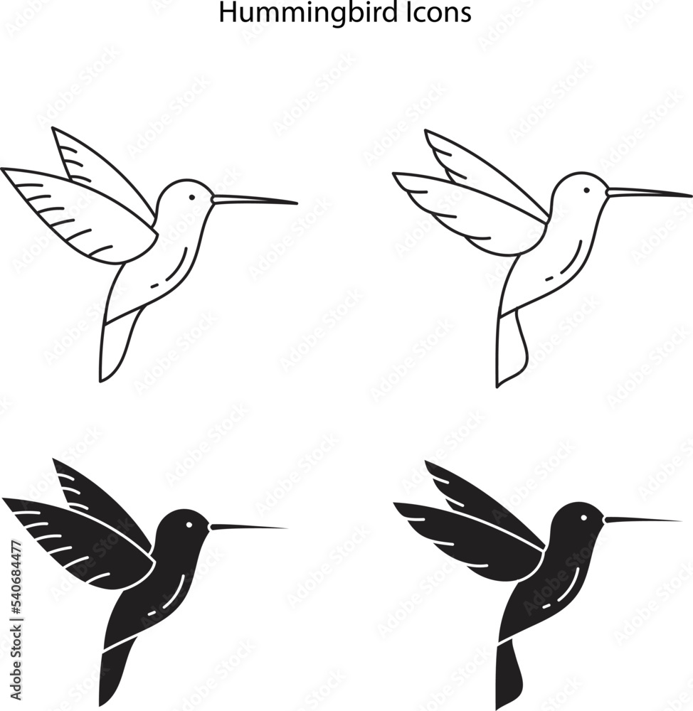 flying Hummingbird bird line icon. linear style sign for mobile concept ...