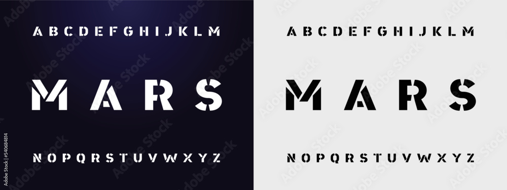 MARS Sports minimal tech font letter set. Luxury vector typeface for ...