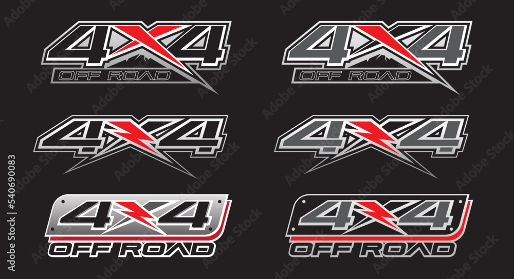 4x4 Off Road logo for 4 wheel drive truck and car graphic vector on ...