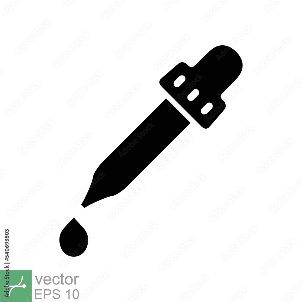 Dropper icon. Simple flat style. Pipette, eye drop, medicine, bottle, eyedropper, lab, droplet ...