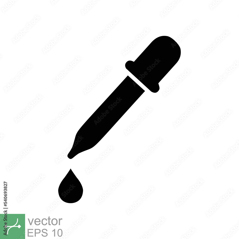 Dropper icon. Simple flat style. Pipette, eye drop, medicine, bottle, eyedropper, lab, droplet ...
