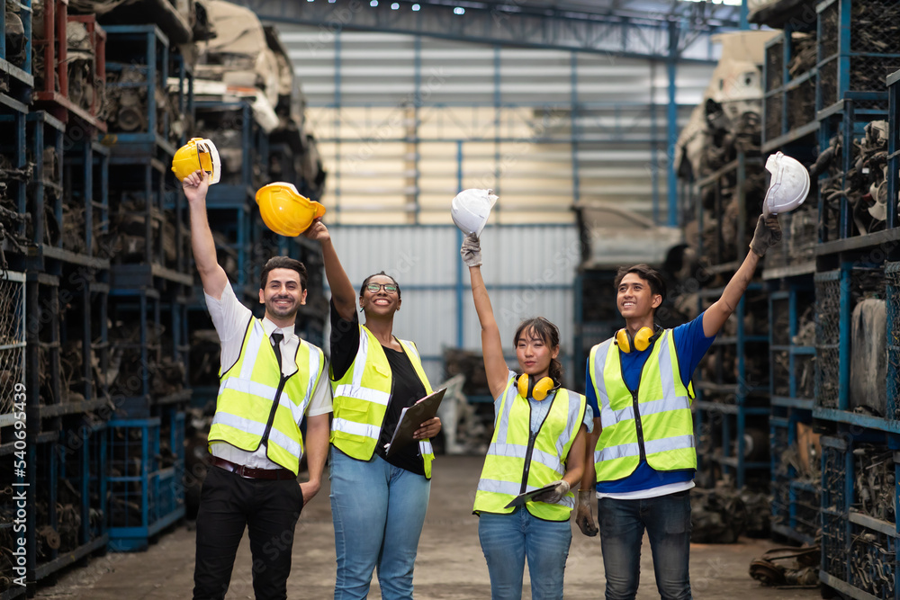 Unity and teamwork concept. team standing hands together. Professional ...