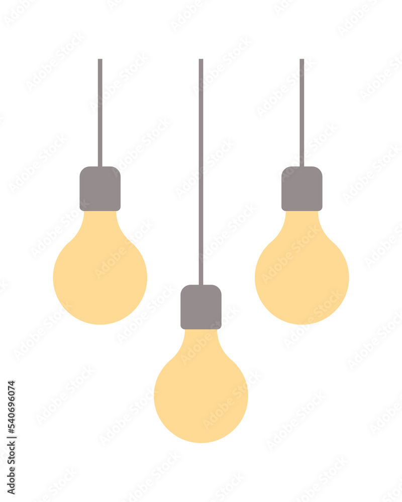 Glowing lightbulbs semi flat color vector objects set. Editable ...