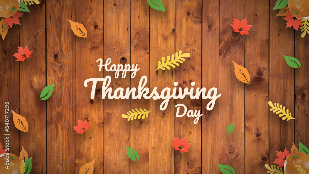 Happy thanksgiving background with 3d autumn leaves Stock Photo | Adobe ...