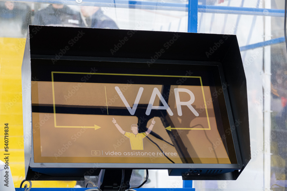 VAR system screen. System video assistant referee during the match ...