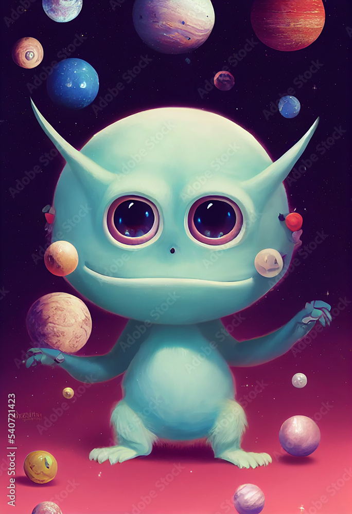 cartoon alien in space Stock Illustration | Adobe Stock