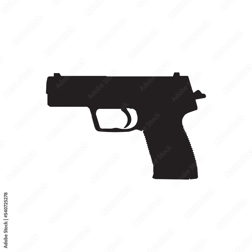 USP 9mm pistol silhouette isolated white background Stock Vector ...