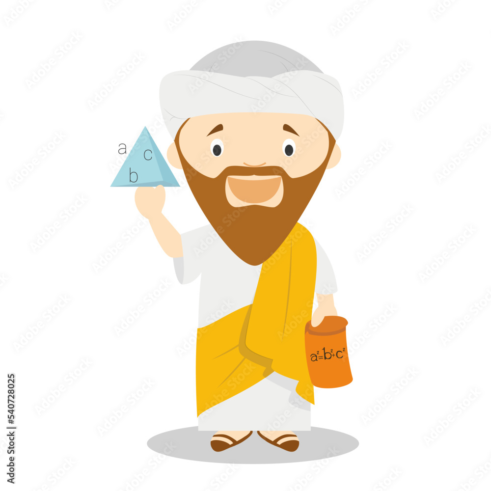 Pythagoras cartoon character. Vector Illustration. Kids History ...
