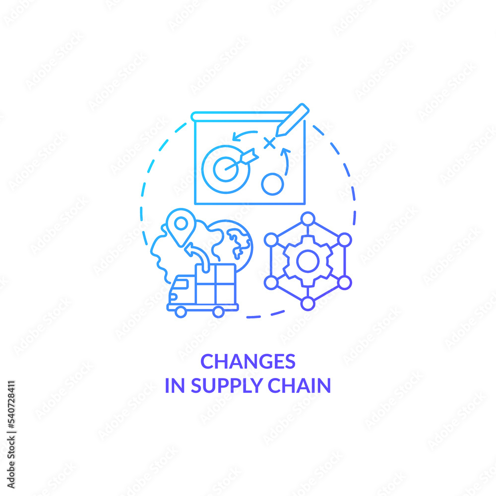 Supply chain optimization blue gradient concept icon. Medical industry ...