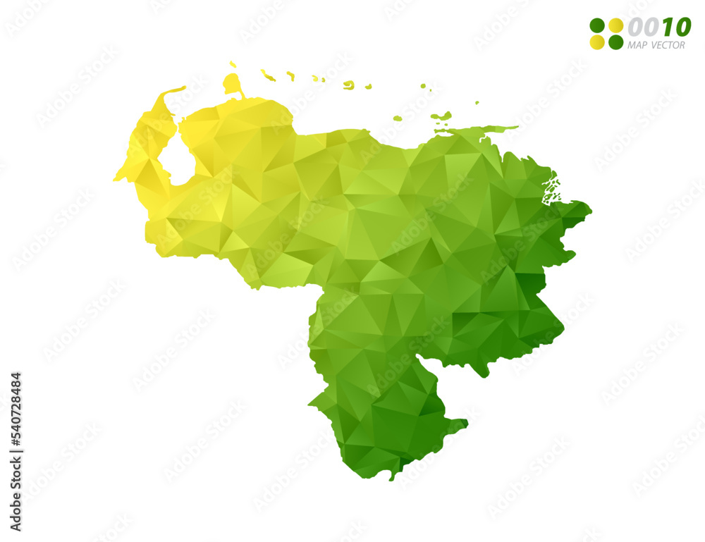 Vector Venezuela map green and yellow polygon triangle mosaic with ...