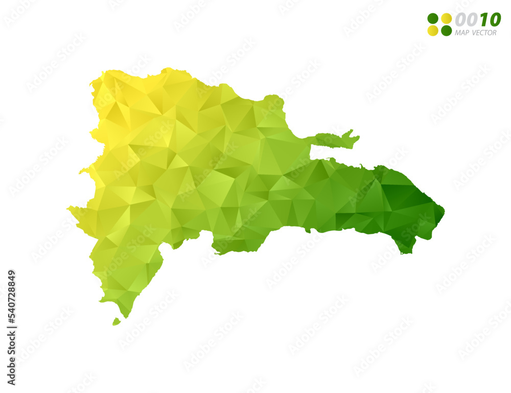 Vector Dominican Republic map green and yellow polygon triangle mosaic ...