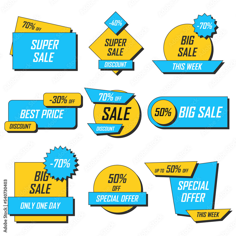 Set of tags and labels for sale. Template for use in trade labels ...