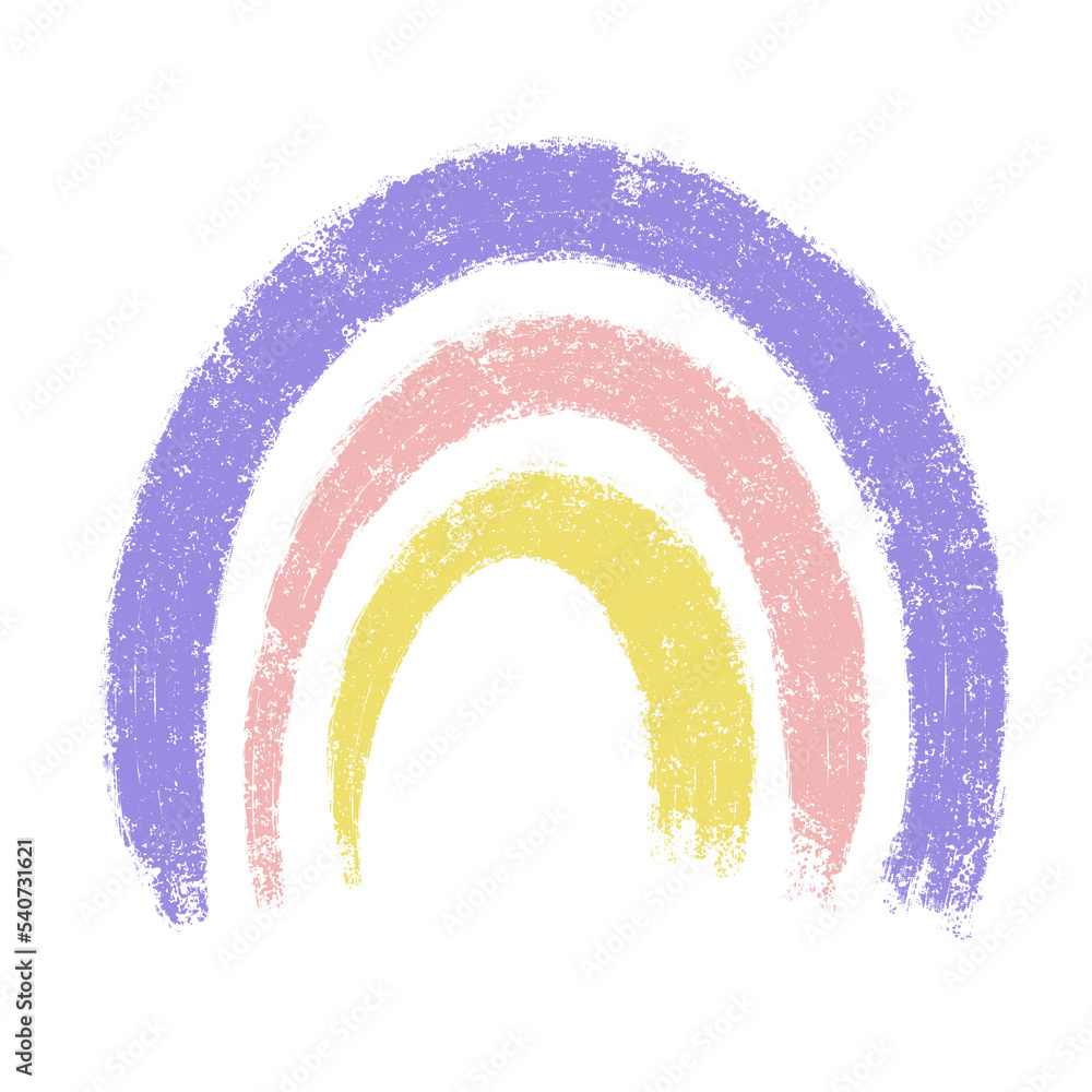 Textured rainbow illustration with transparent background, isolated ...