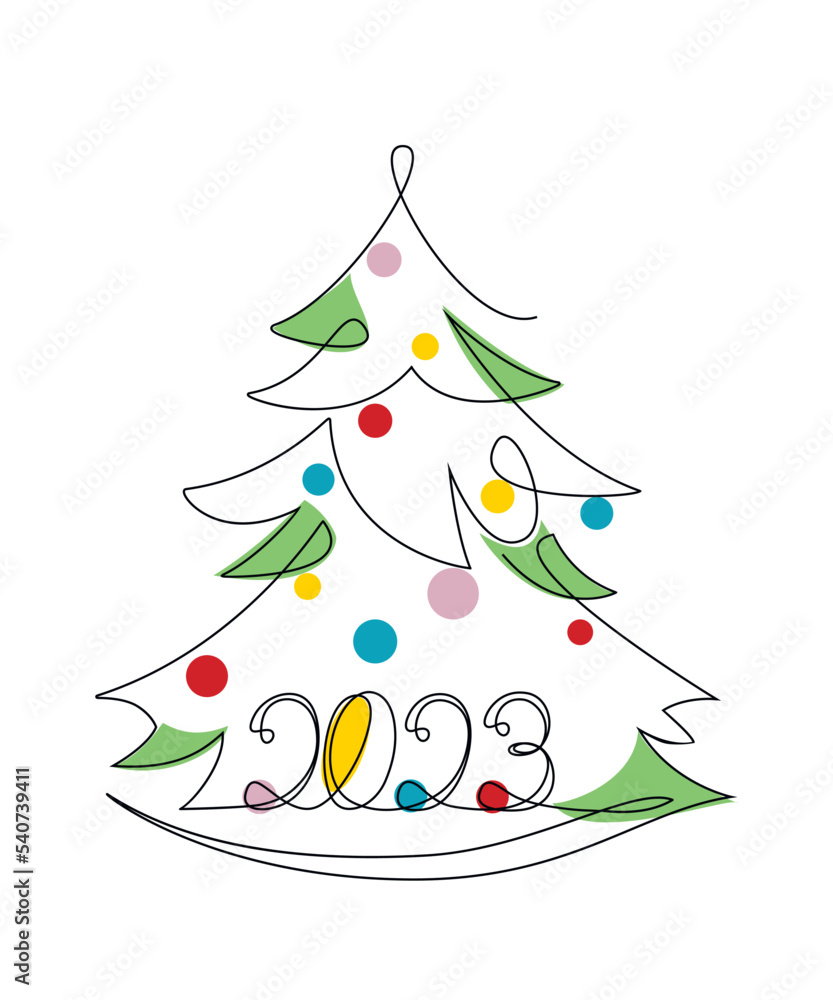 Christmas tree and 2023 is the number of the coming year. Christmas and ...