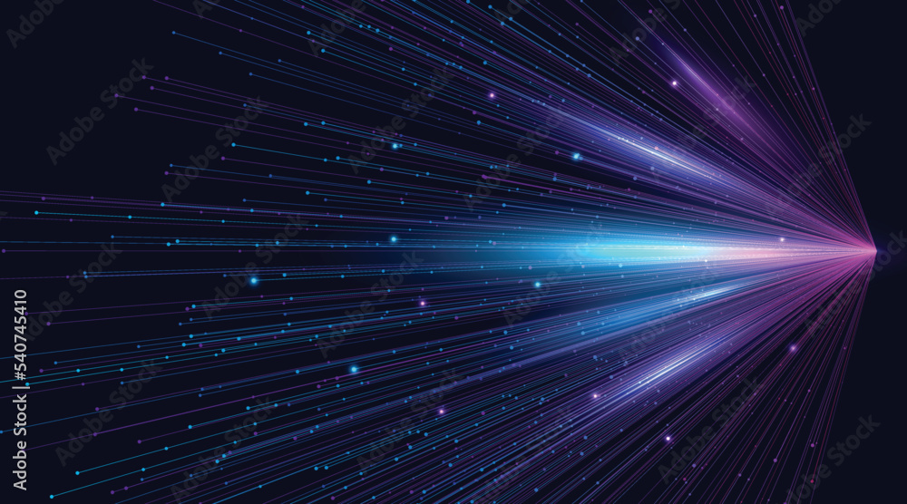 Abstract illustration of big data moving light lines, data connection ...