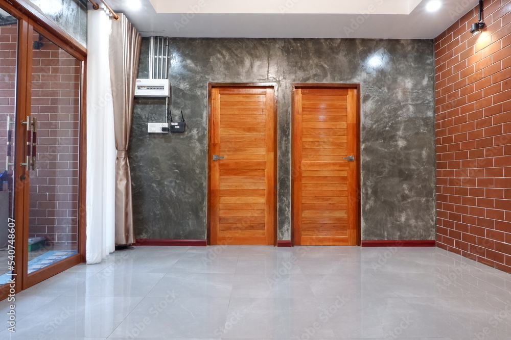 interior of a modern house ,bedroom door made of wood Modern loft style ...