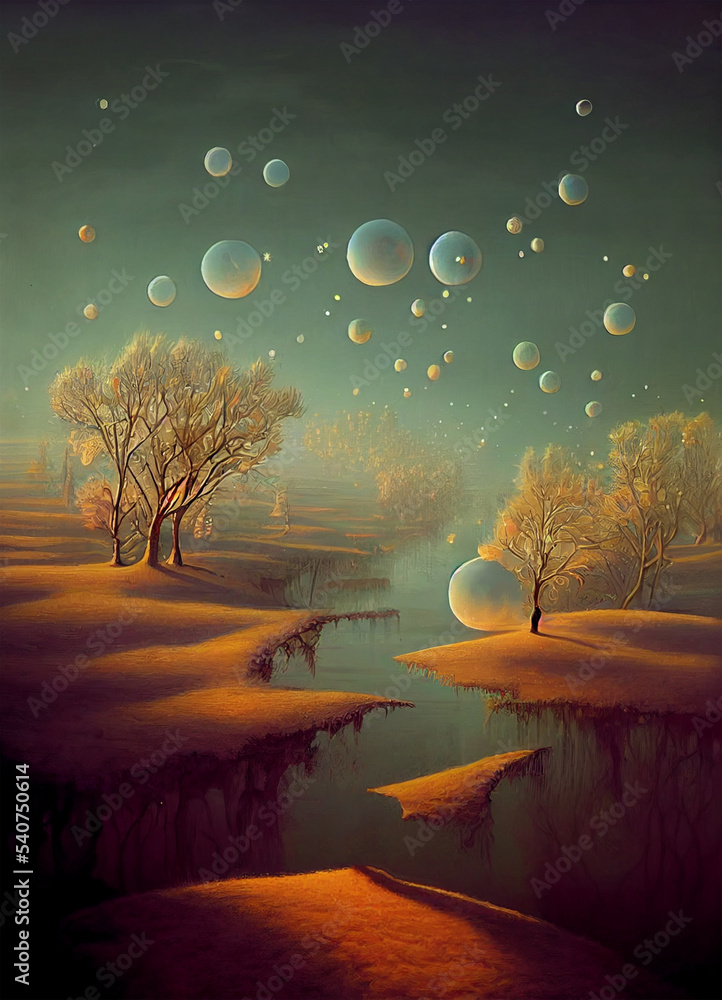 surreal fantasy landscape , whimsical fantasy world, digital art ...