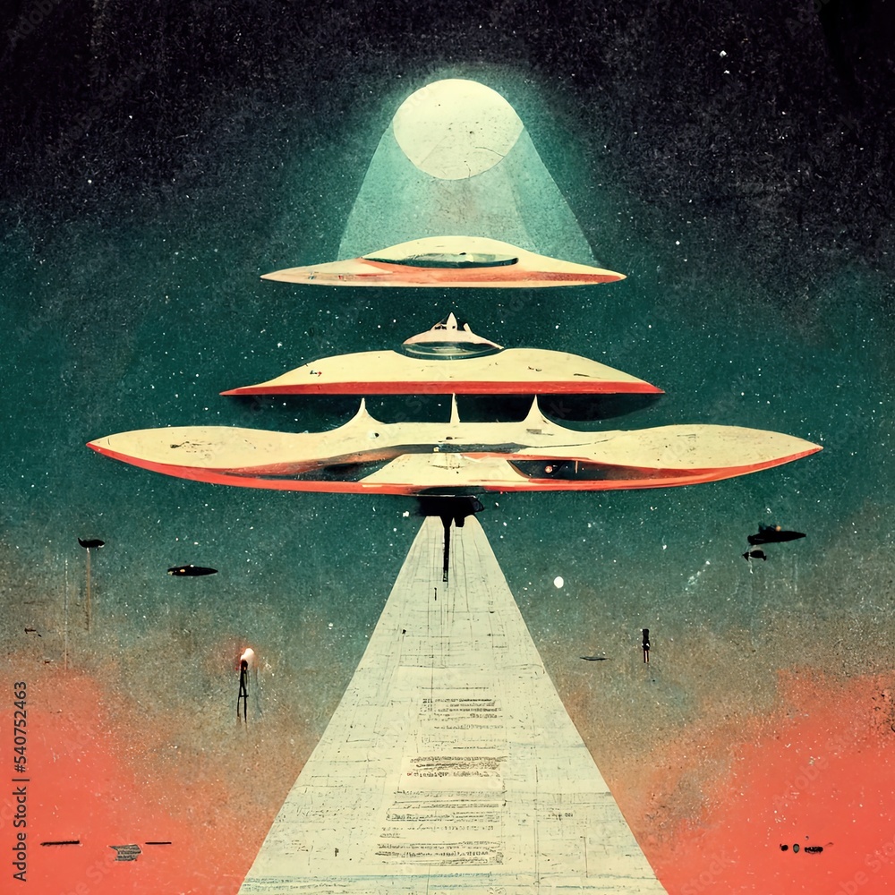 Sci fi scene with alien abduction. Man being abducted by alien space ...