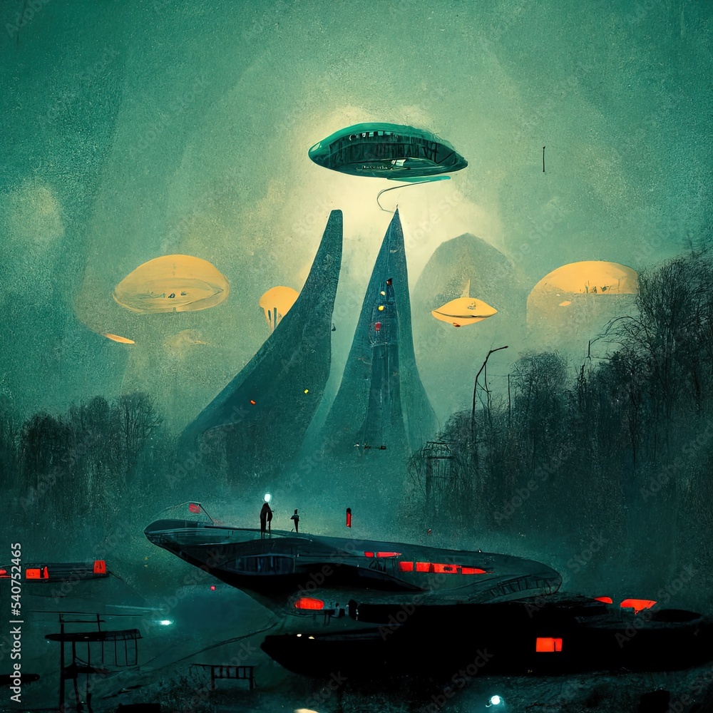 Sci Fi Scene With Alien Abduction Man Being Abducted By Alien Space