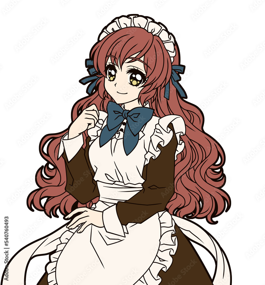 Clip art of anime-style girl in maid's uniform Stock Illustration ...