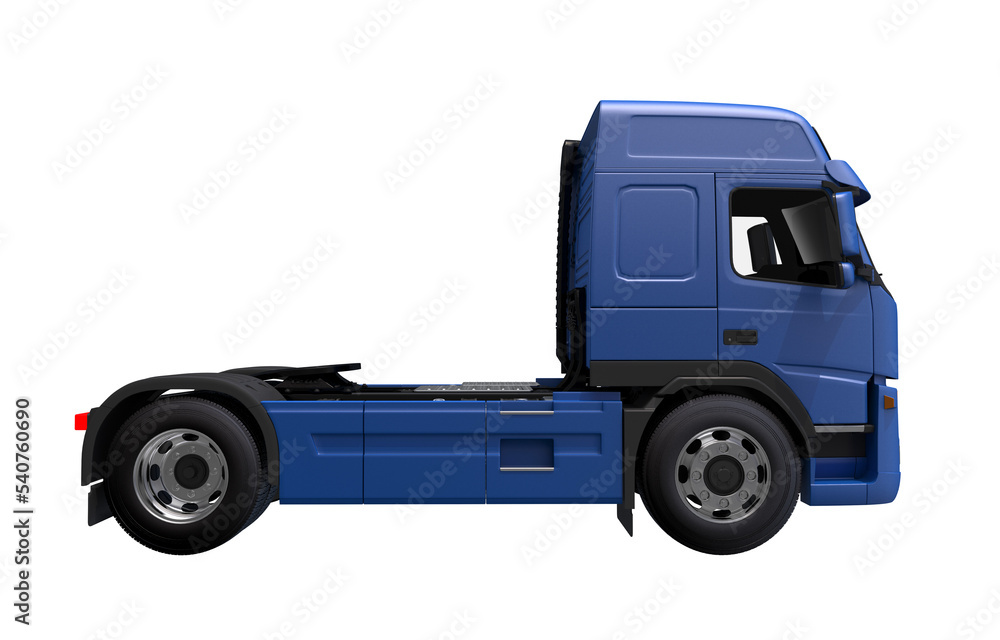 Blue Euro Truck Side View Object Illustration. 3D PNG Truck Render ...