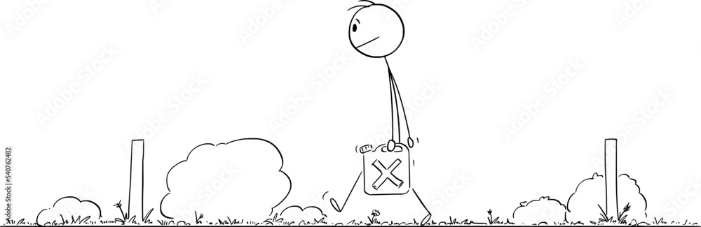 Person Carrying Petrol or Gas Can on the Road, Vector Cartoon Stick ...