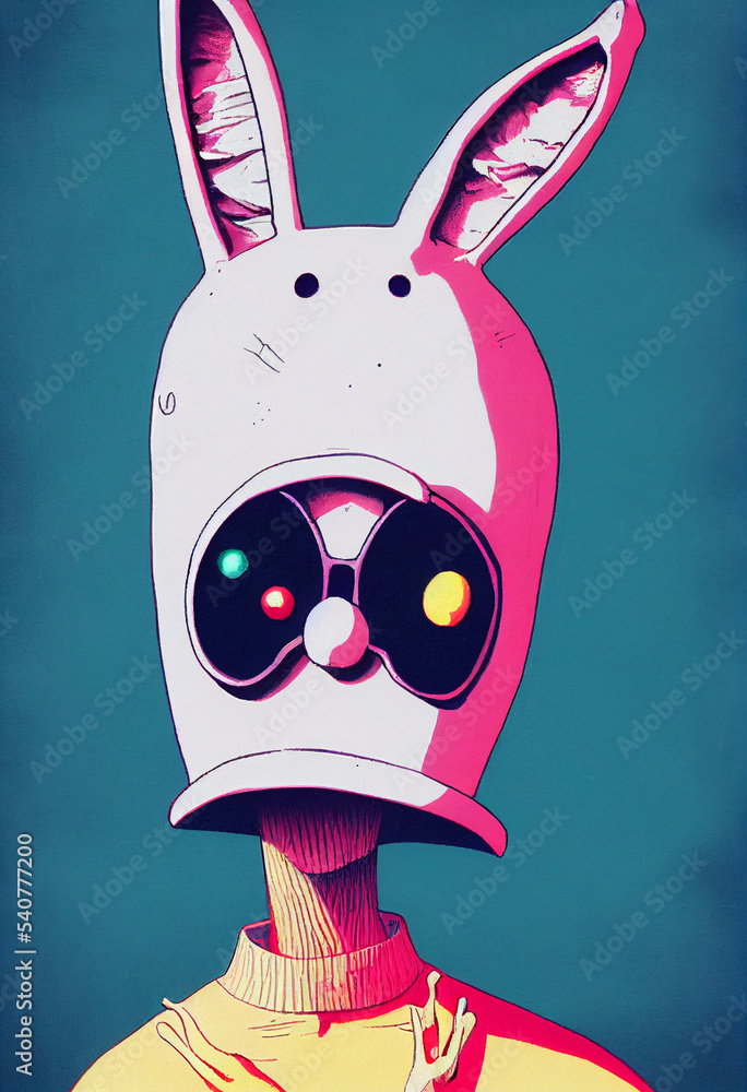 Bad Bunny, Crazy and Creepy illustration Generative AI Stock ...